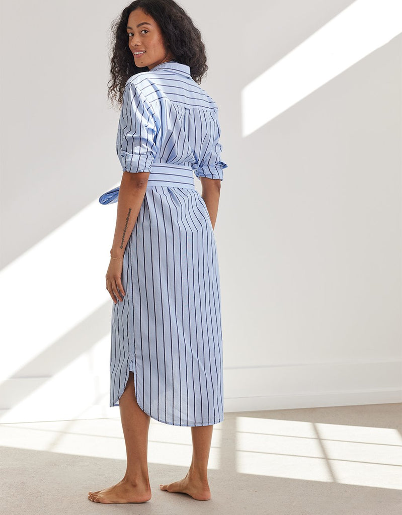 unsubscribed striped boyfriend shirt dress
